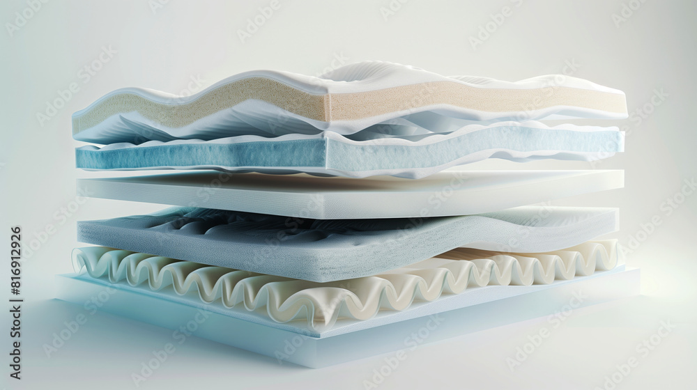 Detailed view of multiple layers of a mattress cross-section ...