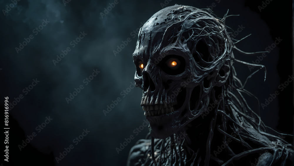 anxiety and depression as a fictional creature in a dark image ...