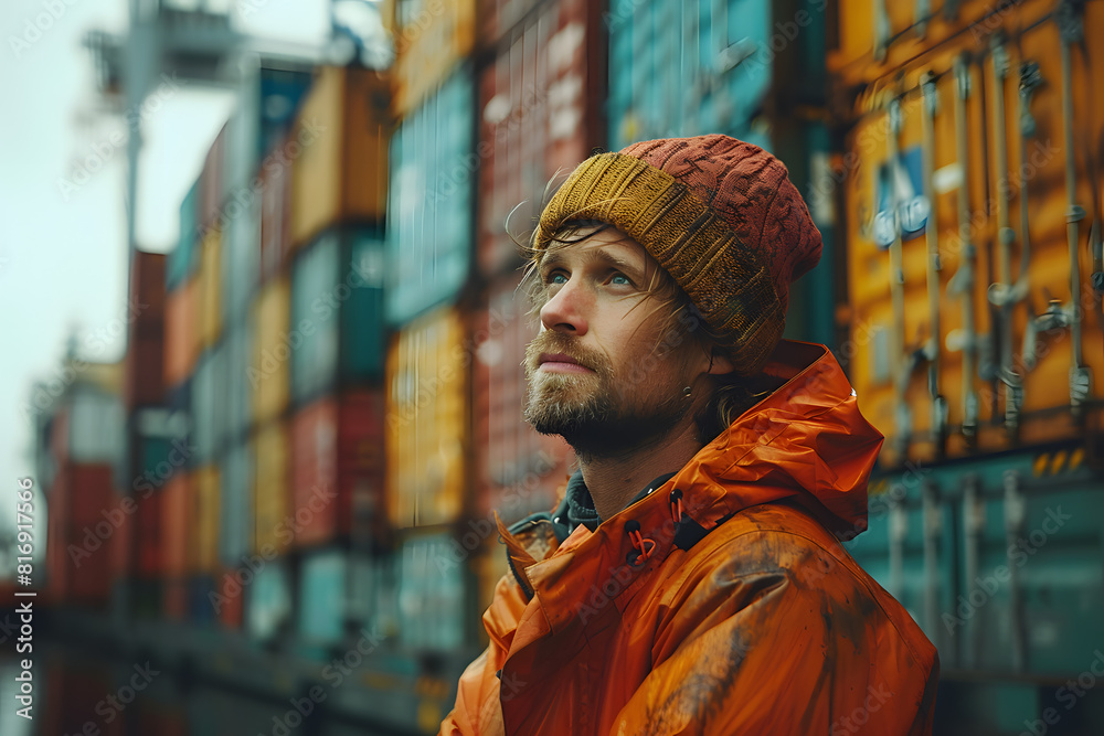 Rows of cargo containers rest atop massive container ships docked at an ...