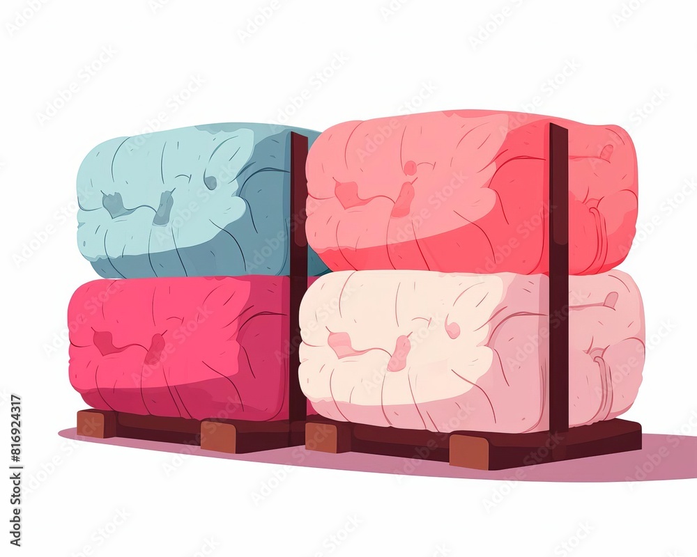 Basic cotton bales flat design front view textile production theme ...