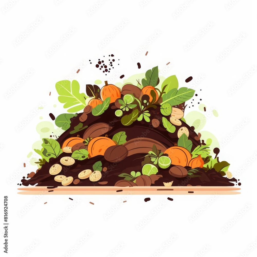 Sparse compost heap flat design side view decomposition process theme ...