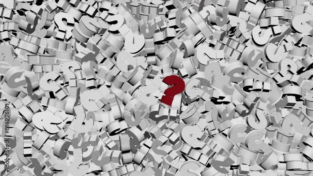 Video „Single red question mark stands out in a sea of white question ...