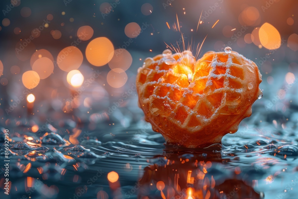 Heart-shaped waffle with sparks - Striking image of a heart-shaped ...