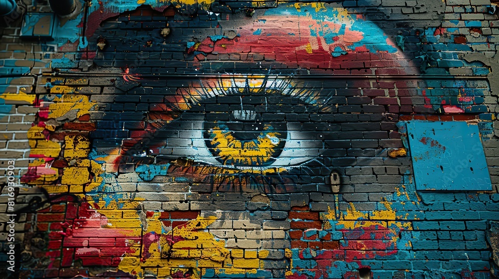 brick wall with a piece of street art that utilizes innovative ...