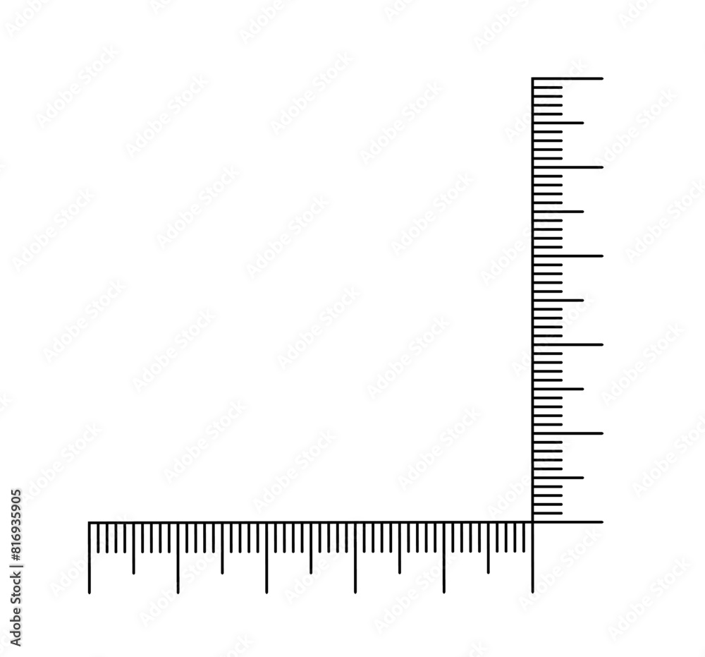 Corner ruler vector. Size indicators set isolated on background. Unit ...