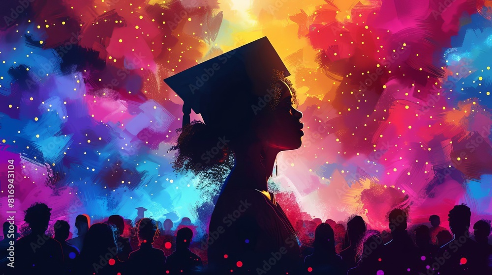 Young woman receiving a scholarship award on stage, audience clapping ...