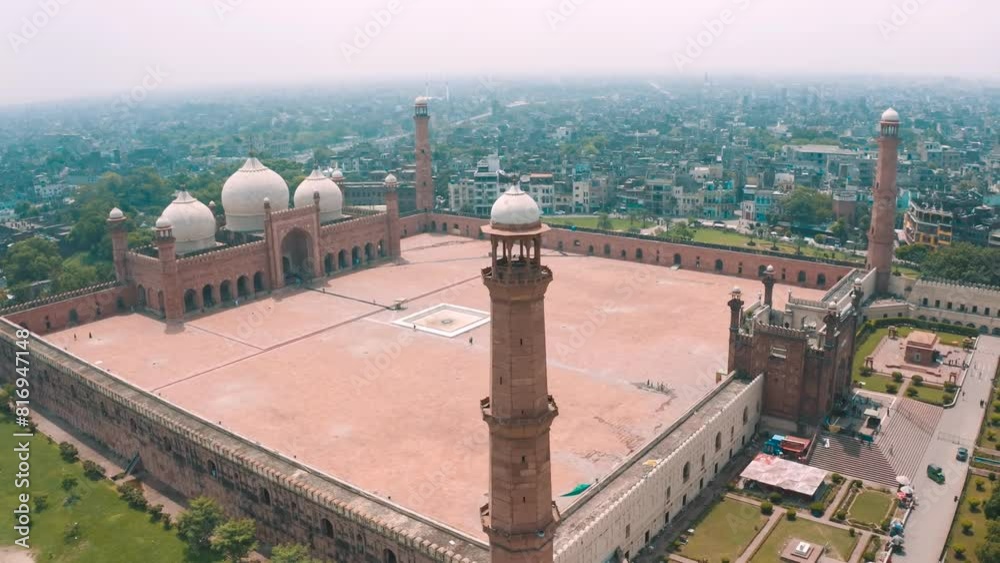 Badshahi Mosque in Lahore View from air with drone camera. Biggest ...
