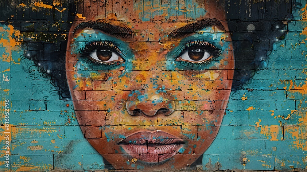 brick wall with a piece of street art that has been used to promote ...