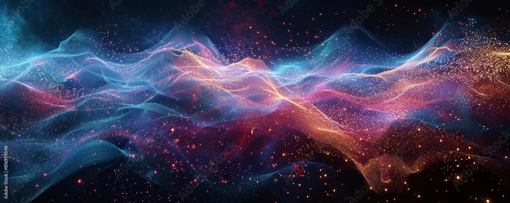 Cybernetic horizon with digital waves flowing in a seamless loop ...