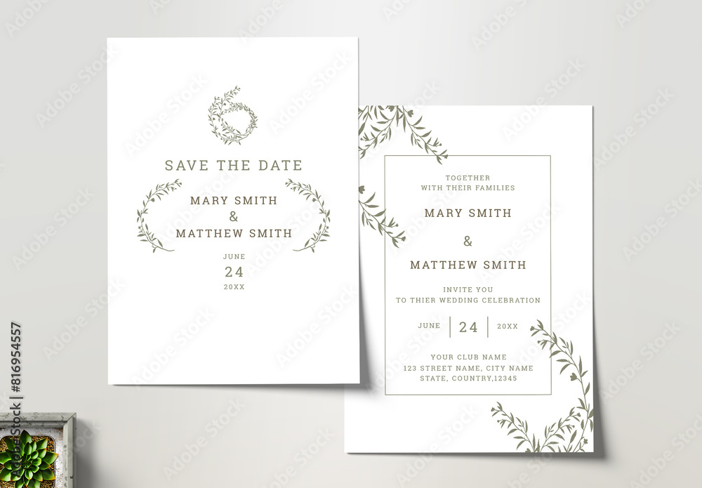 Wedding Invitation Card Layout Stock Template | Adobe Stock