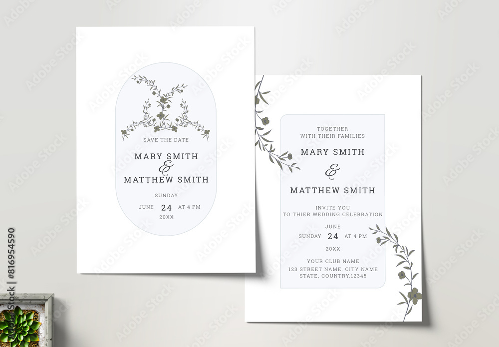 Wedding Invitation Card Layout Design Stock Template | Adobe Stock