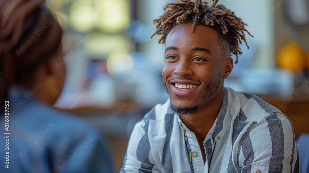 school counselor talking to a student in a supportive setting ...