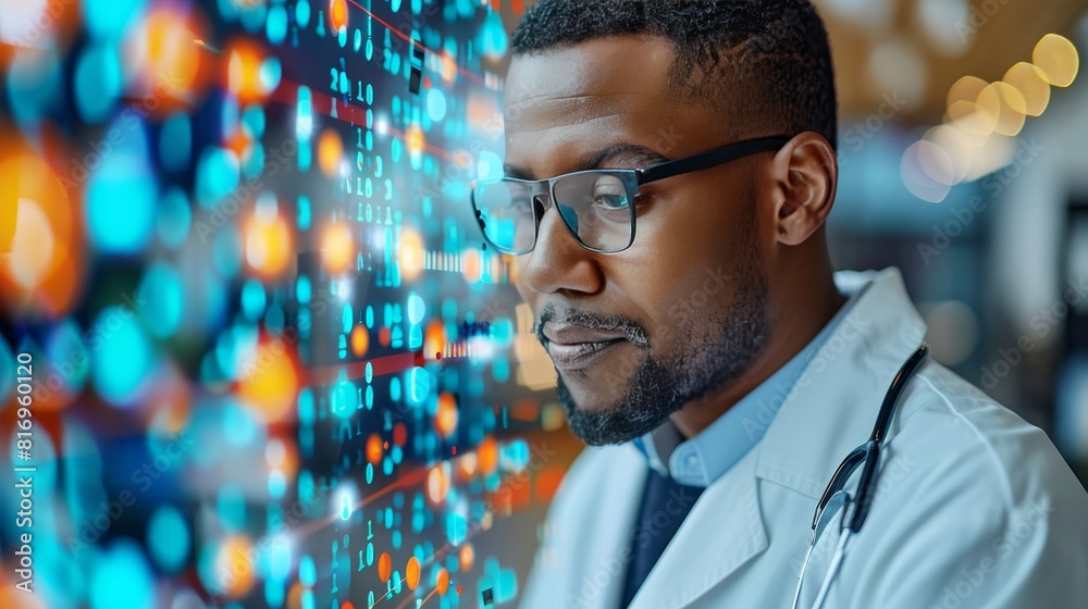 Futuristic Medical Examination Room with Interactive Holographic ...