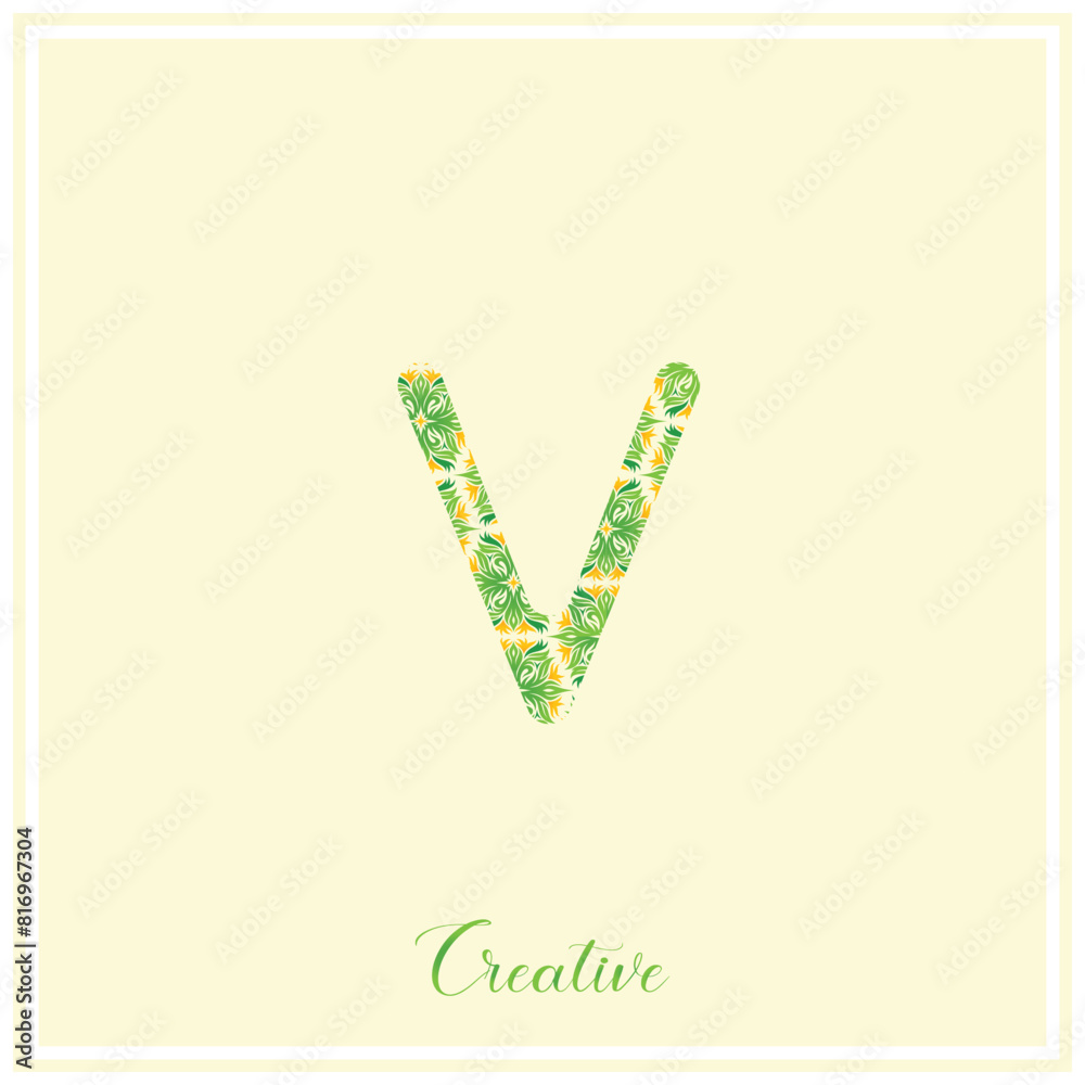 V Natural Creative Green Logo. Latter Logo design. Vector Illustration ...