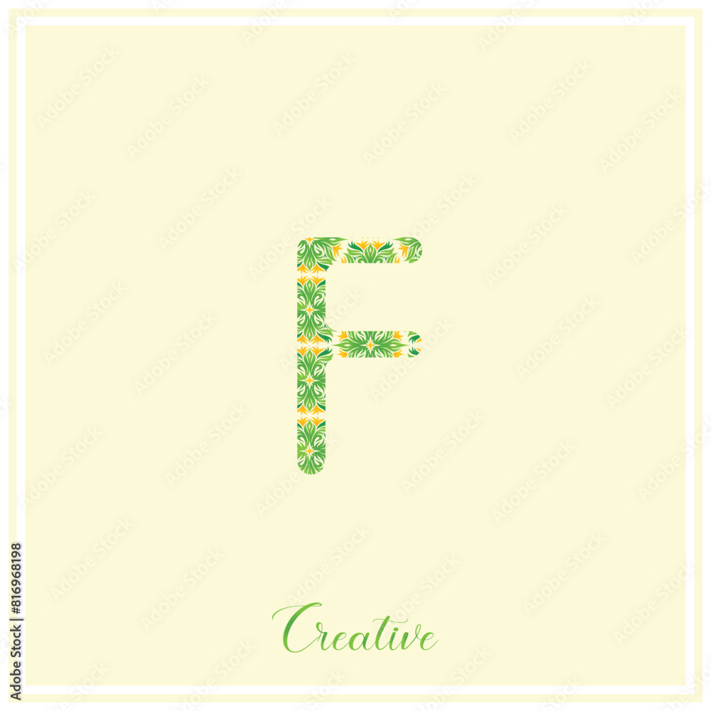 F Natural Creative Green Logo. Latter Logo design. Vector Illustration ...