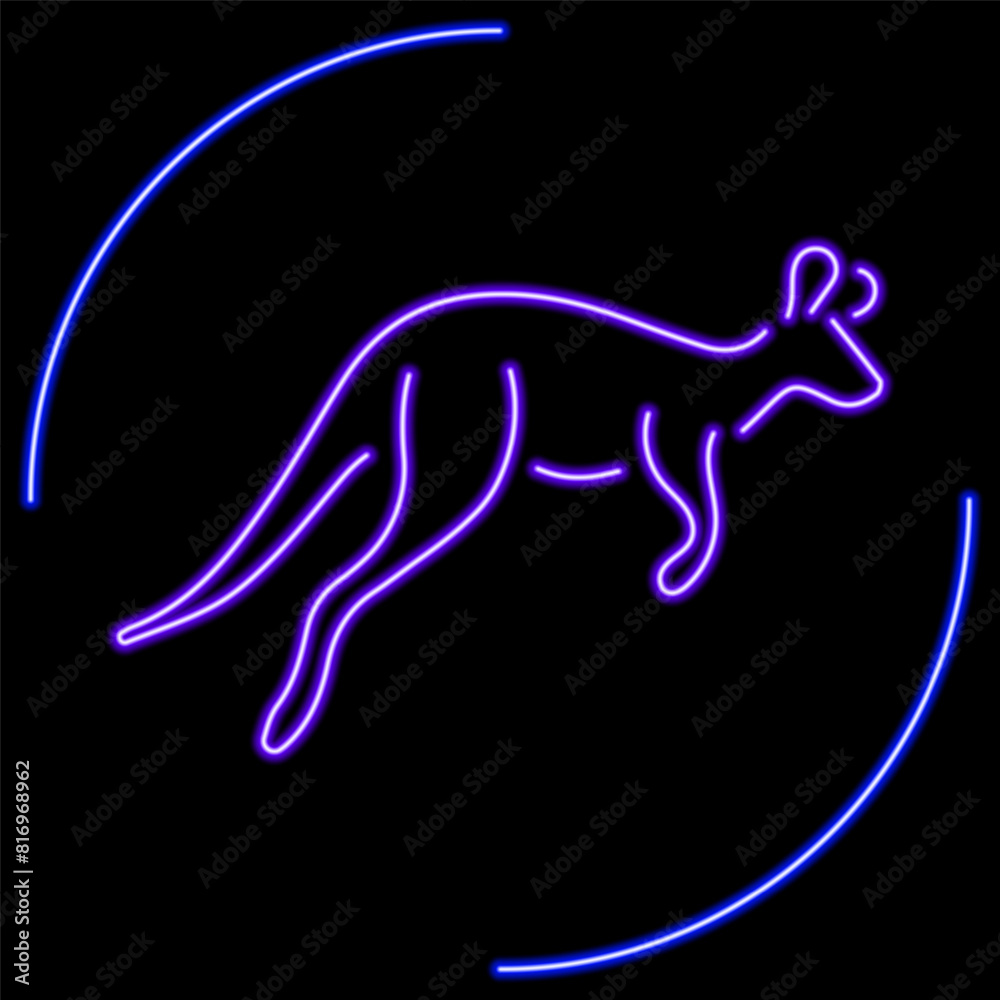 kangaroo neon sign, modern glowing banner design, colorful modern ...