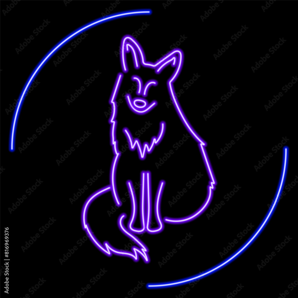 fox neon sign, modern glowing banner design, colorful modern design ...