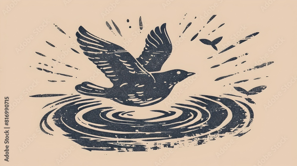 Stylized Woodcut Bird of the Holy Spirit Baptism Stock Illustration ...