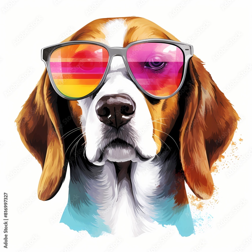 English beagle. Cool dog. Scent Hound clipart. Watercolor illustration ...