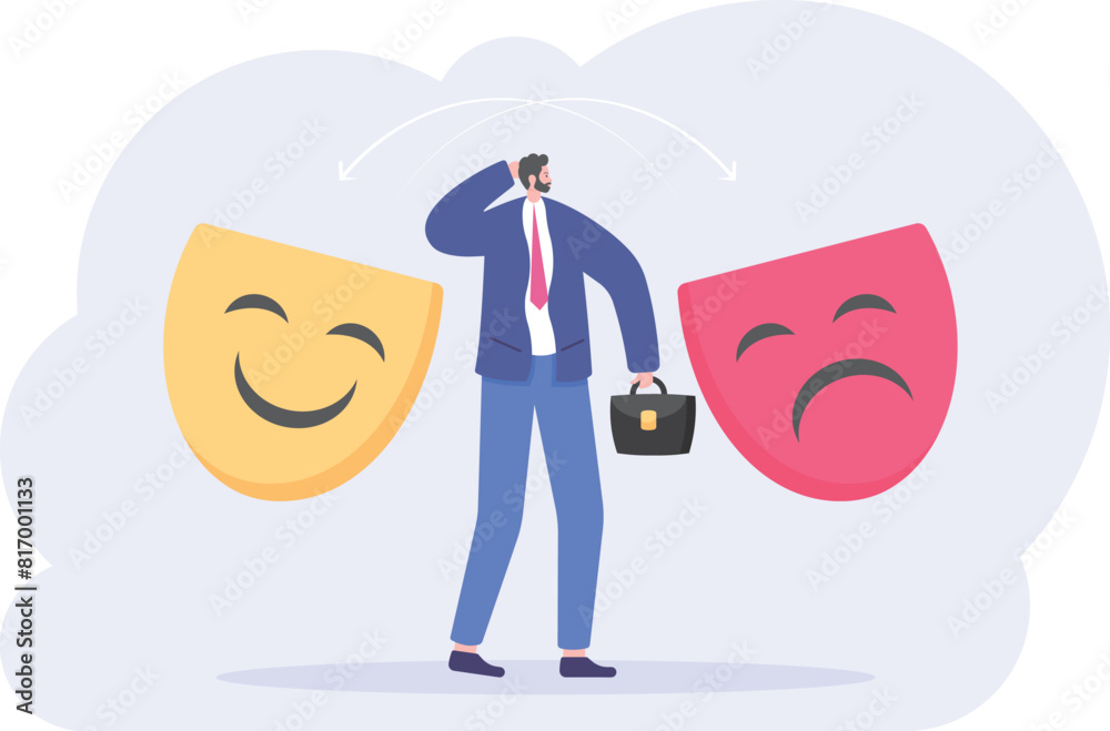 illustration of a man whose mood and emotions change easily. suffers ...