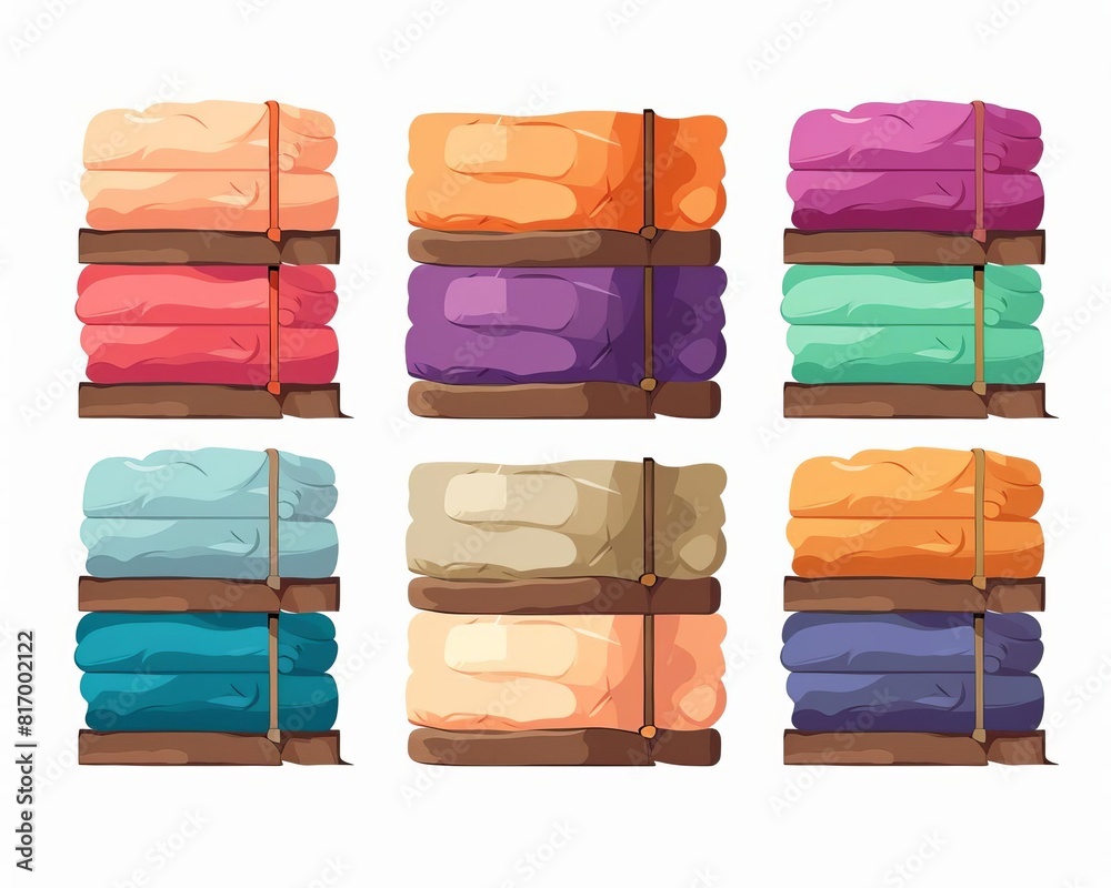 Basic cotton bales flat design front view textile production theme ...