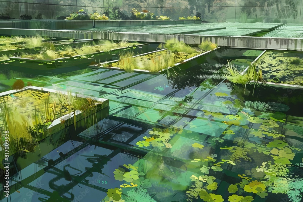 CO2 injection in algae ponds side view, enhancing growth with carbon ...