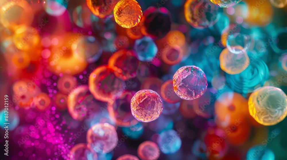 Hypnotic array of stem cells shown in a kaleidoscope of colors under a ...
