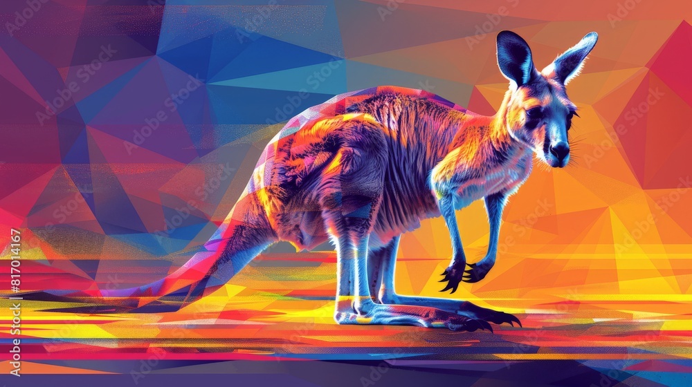 An illustration of a kangaroo with anthropomorphic characteristics ...