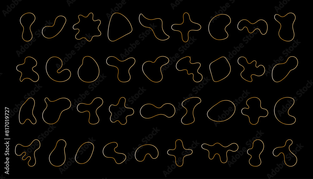 Art Deco Style Golden abstract frames set. Luxury borders. Thin gold ...