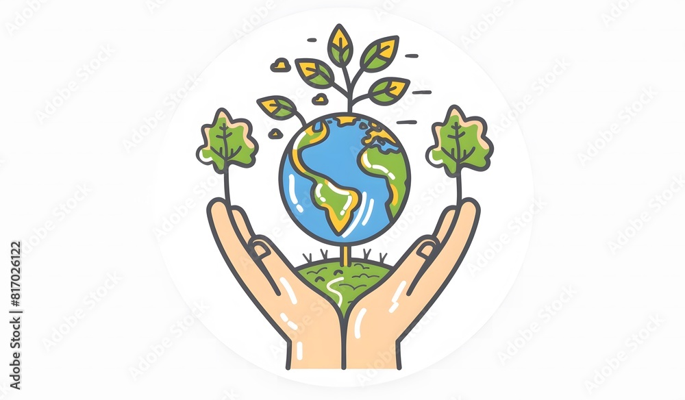 line drawing of the Earth in one hand, World Environment Day Stock ...