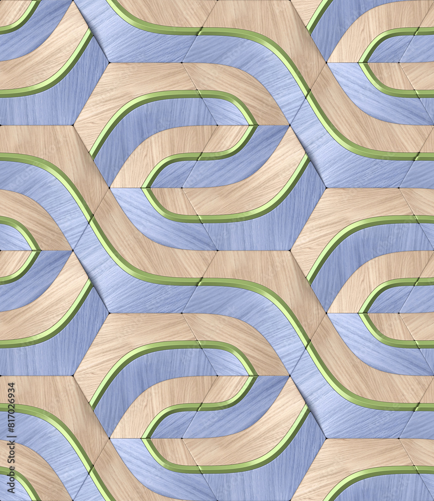 Seamless geometric wood texture pattern in 3D Stock Illustration ...