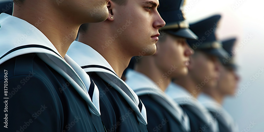 Navy Blue - Sailors stand proudly at attention, their uniforms crisp ...