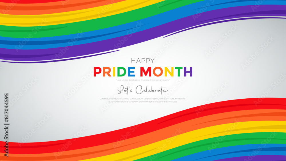 Rainbow lgbt flag and celebrate pride month, week or day vector flat ...