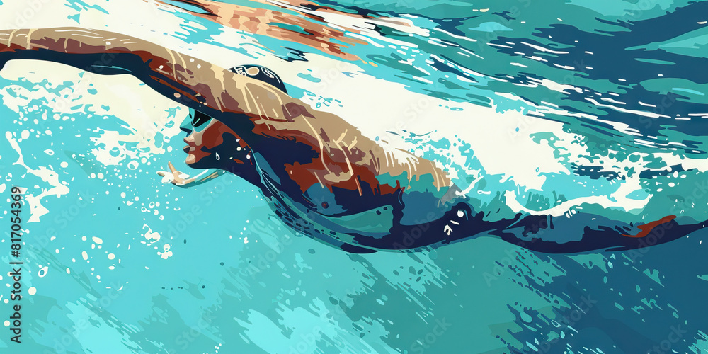 Aqua: A swimmer glides effortlessly through water, their body moving as ...