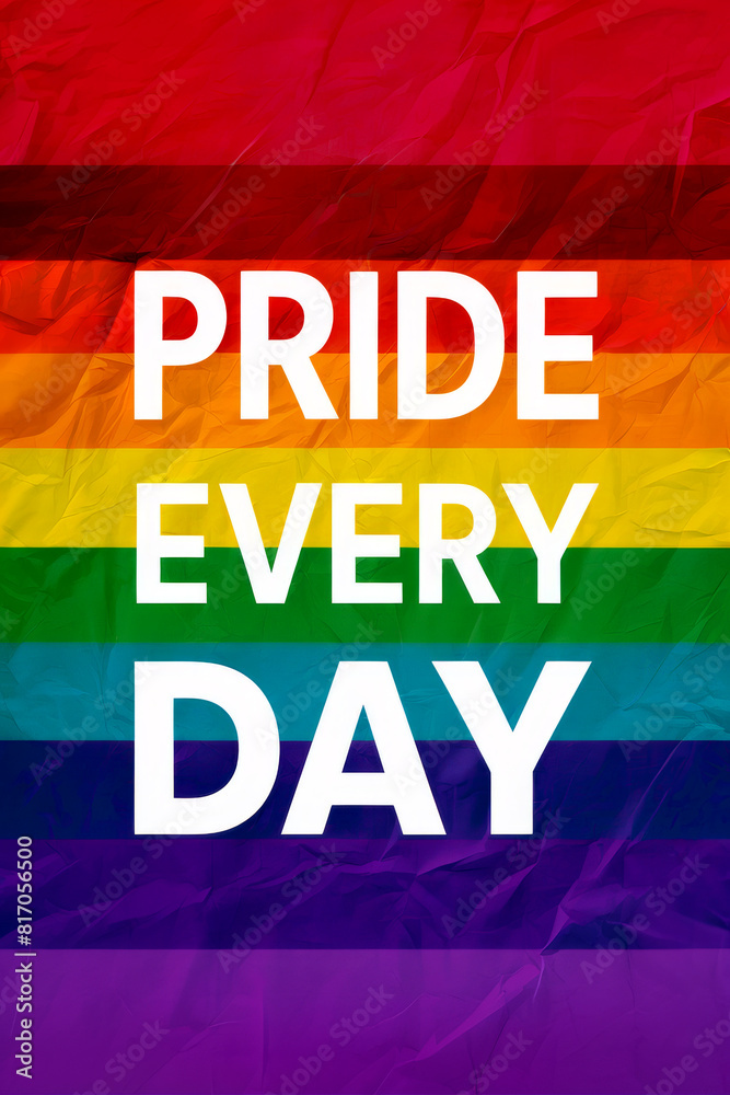 The phrase "PRIDE EVERY DAY" in bold white letters, centered on a ...