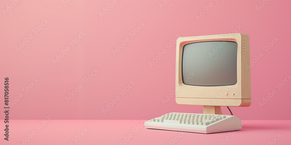 3D Retro Computer Icon on White background or Gray background, Old ...
