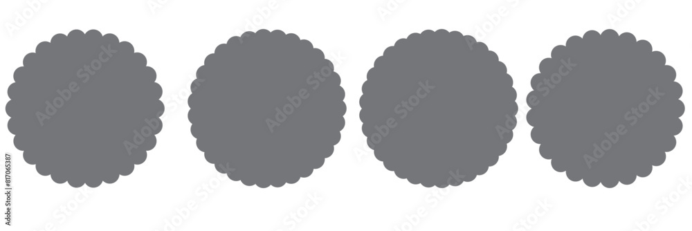 Scalloped Edge Stitched Circle Badge Vector Set. Simple label sticker ...