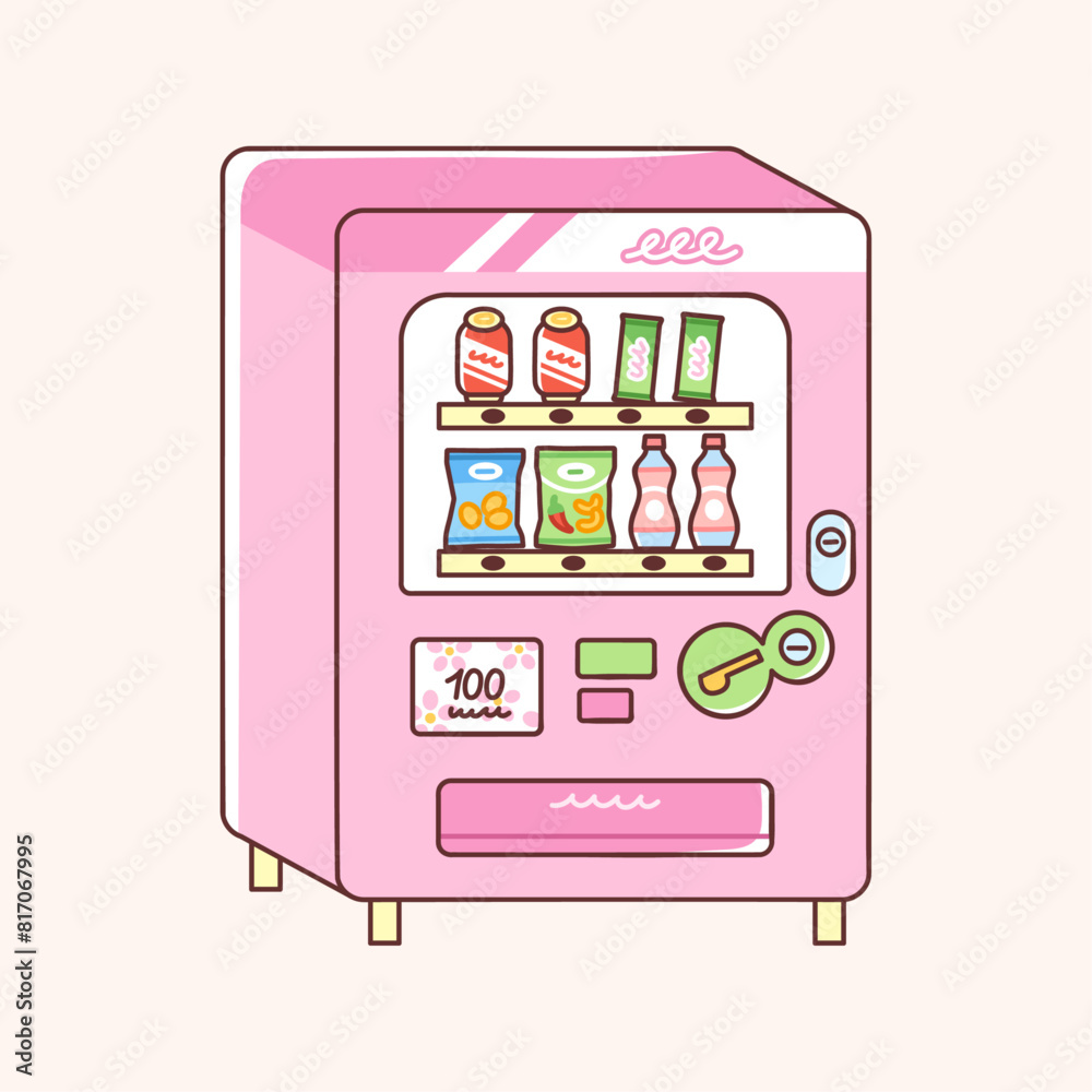 Vending machine selling drinks and snacks. Vector illustration of a ...