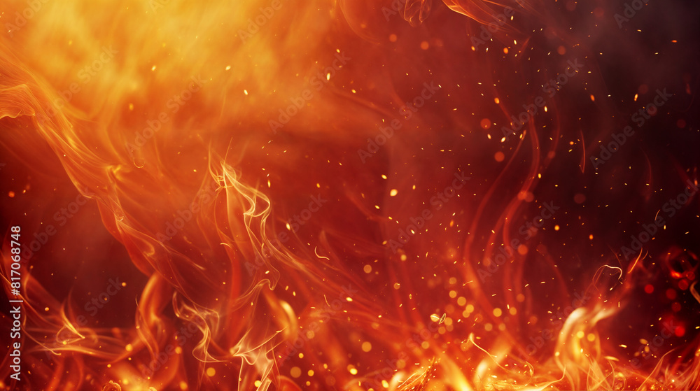 A detailed view of a fire raging with intense flames, showcasing the ...