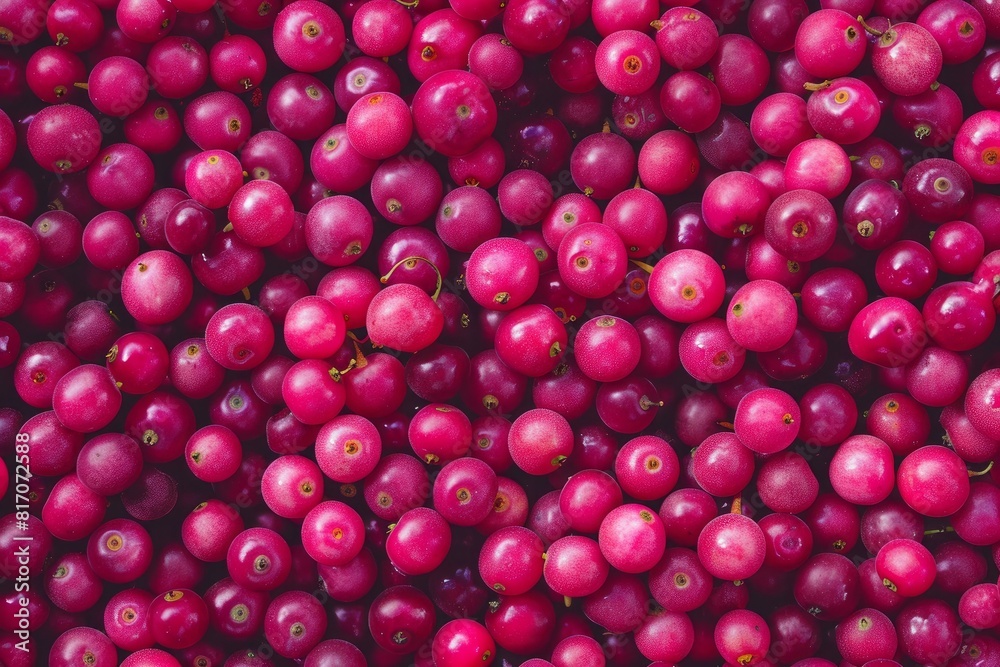 Vibrant top view of a dense cranberry collection, providing a natural ...