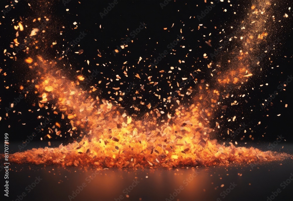 'particles element. black illustration. Fire isolated background ...
