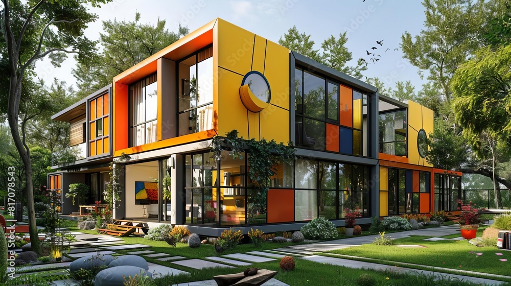 An architect designing ecofriendly homes based on Platonic solids, pop ...