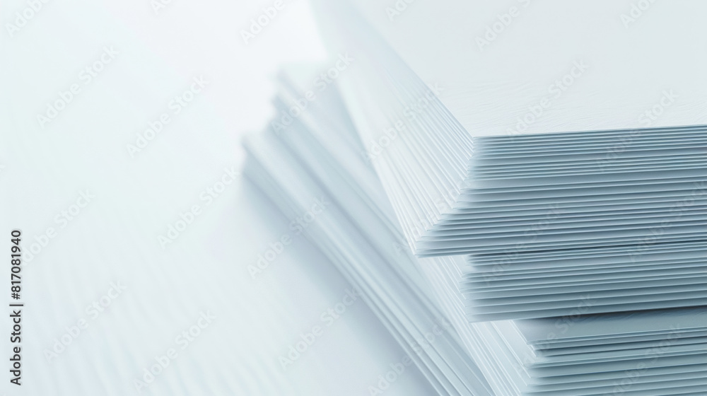 Elegant simplicity embodied in stacks of pure white paper sheets. Stock ...