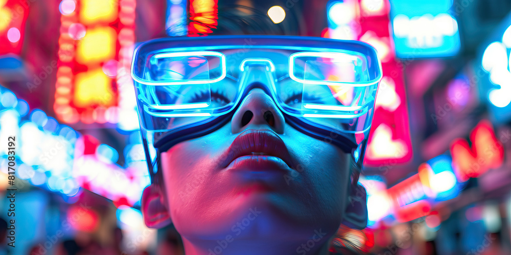 Augmented Reality Mesmerizes in Neon Glow: Street Performer Dazzles ...