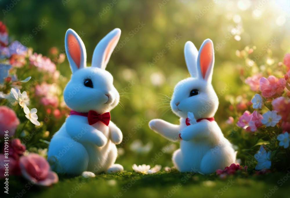 'card Gentle rabbits bright wishes concept wedding background Cute Date ...