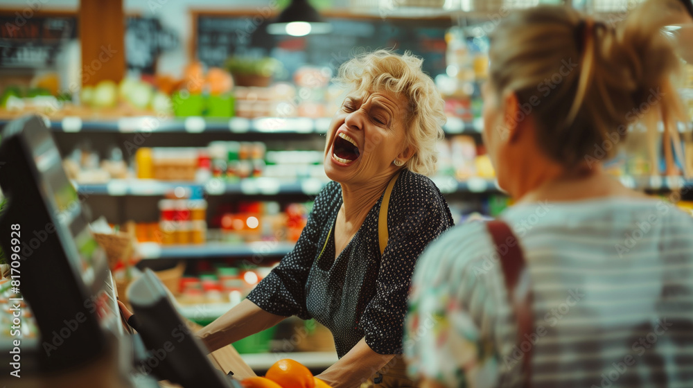 Angry Old Woman Yelling at Cashier in Supermarket | Customer Conflict ...