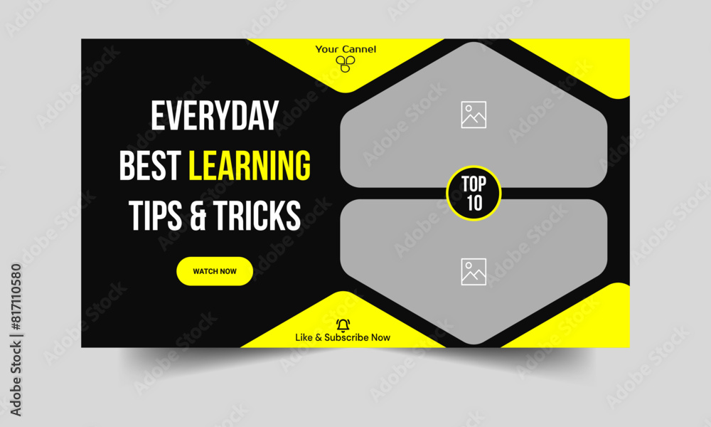 Fully editable vector thumbnail banner design, creative learning tips ...
