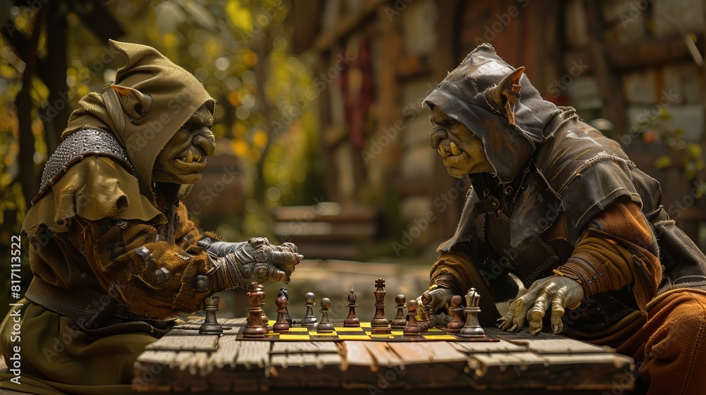 orcs playing chess - savage, green fantasy creatures with tusks Stock ...