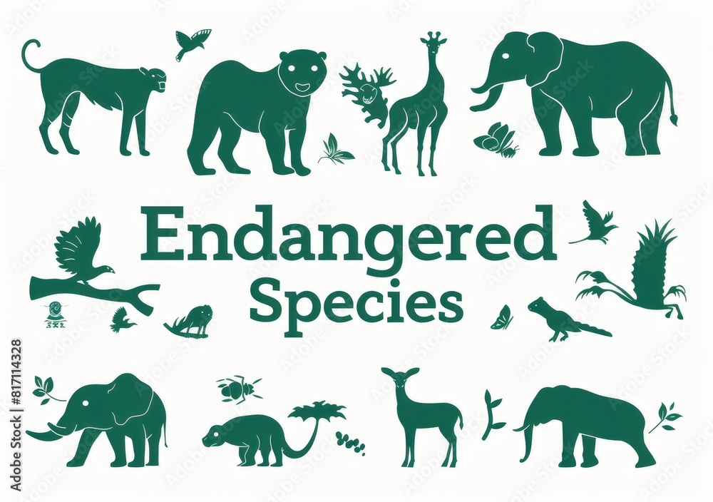 National Endangered Species Day, a flat vector illustration of ...