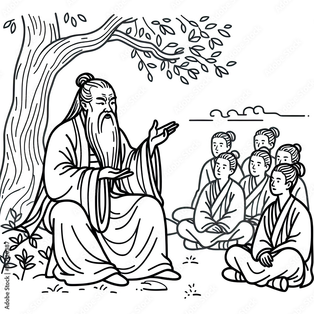 Ancient Chinese scholar, wiseman, philosopher, Laozi, Confucius ...